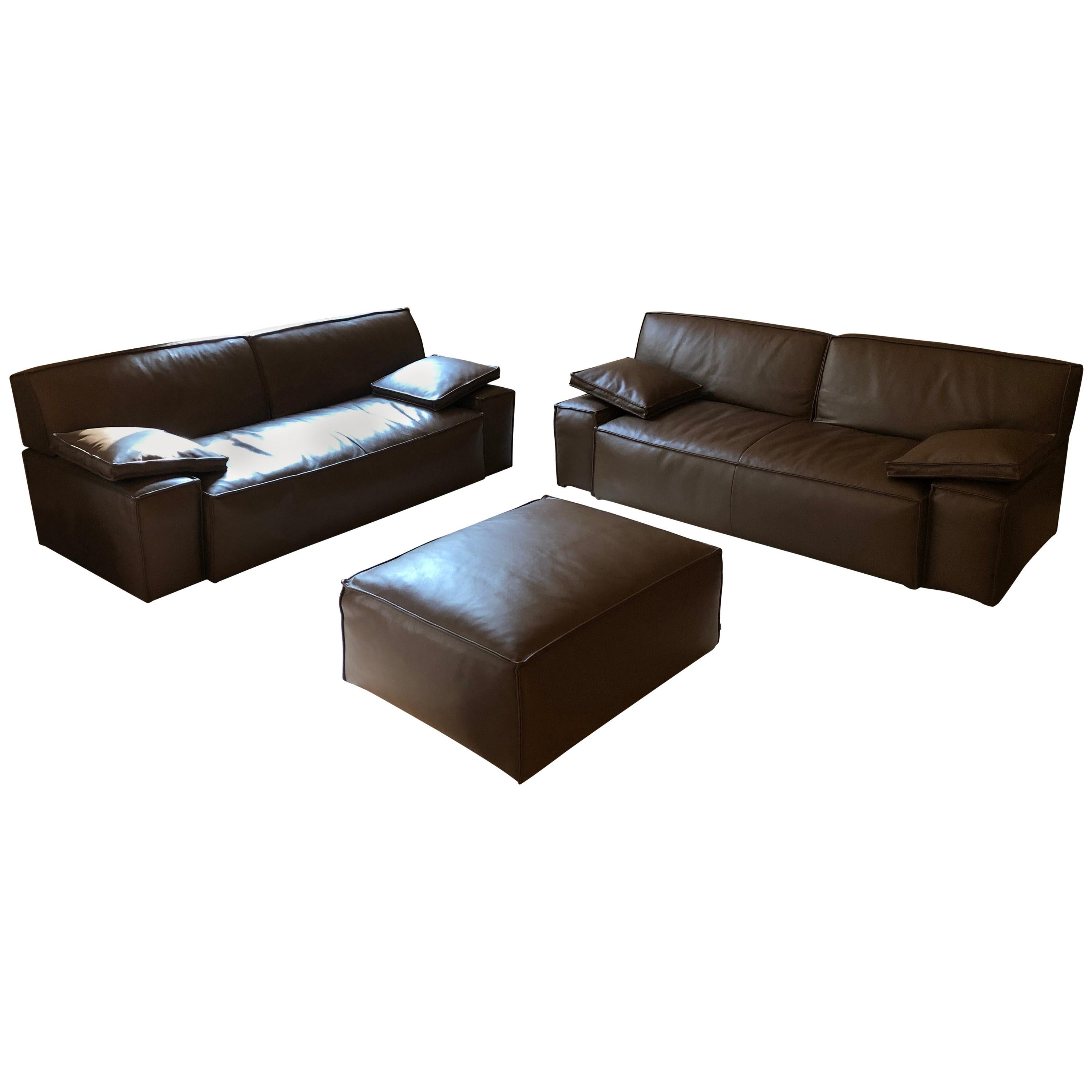 Designer Corner Sofa Set Footstool Lilac Two-Seat Couch Modern Faux ...