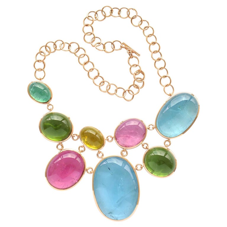 Georg Spreng - My Medallion Neckpiece 18K Rosé Gold Blue Aquamarine ...