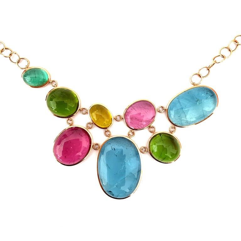 Georg Spreng - My Medallion Neckpiece 18K Rosé Gold Blue Aquamarine ...