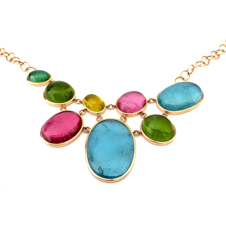 Georg Spreng - My Medallion Neckpiece 18K Rosé Gold Blue Aquamarine ...