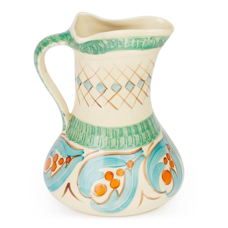Myott Art Deco Hand Painted Pinch Neck Art Pottery Jug, 1930 For Sale ...