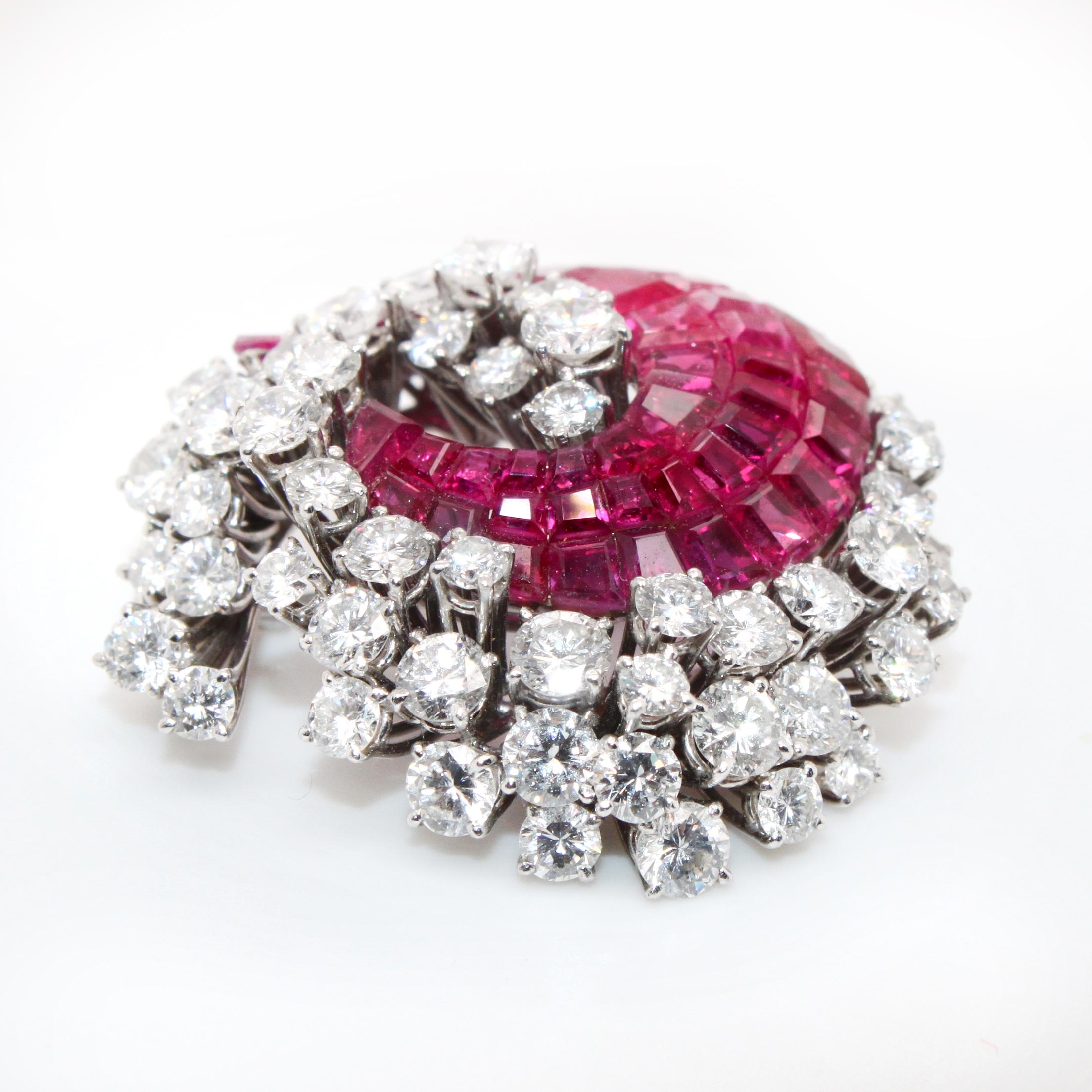 Mystery Set Ruby and Diamond Brooch by Schilling at 1stDibs