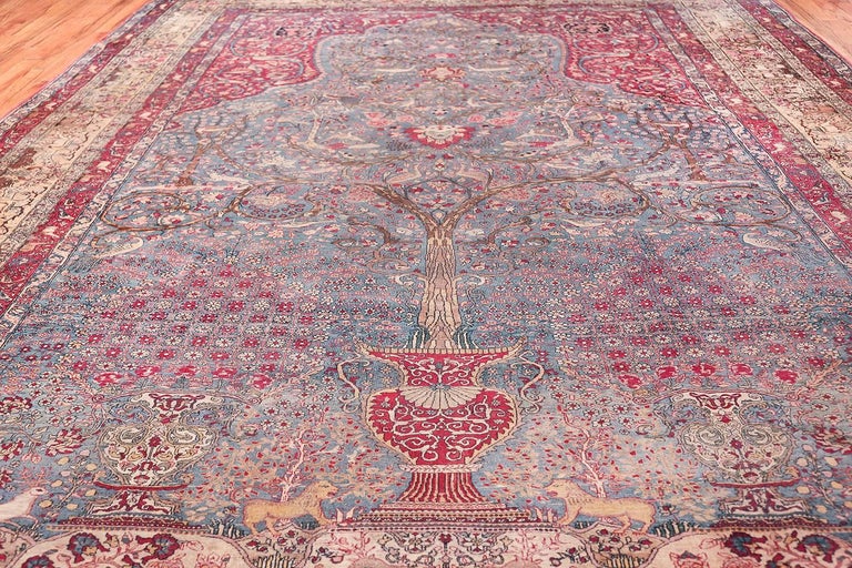Mythical Antique Tree of Life Design Persian Tehran Rug. Size: 10' 8" x ...