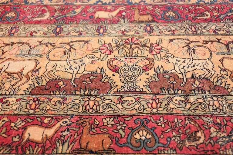 Mythical Antique Tree of Life Design Persian Tehran Rug. Size: 10' 8" x ...