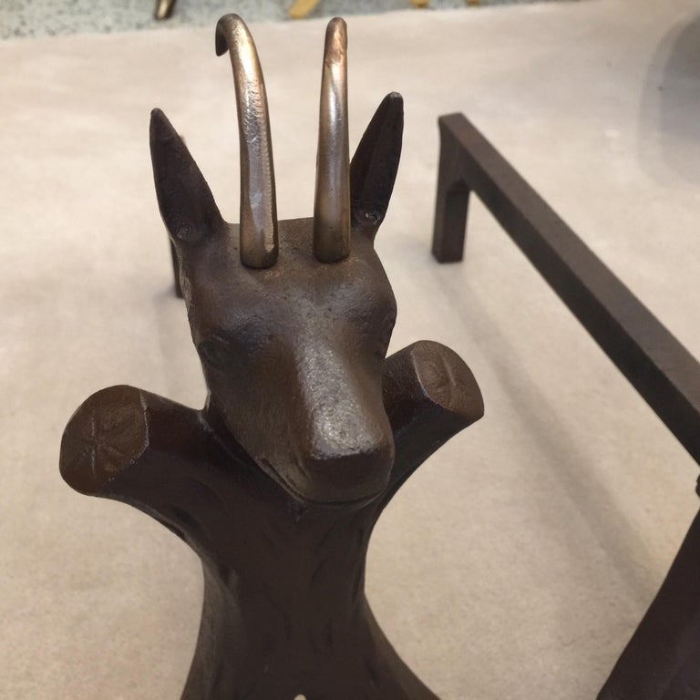 Mythological Horned Creatures, French Andirons For Sale at 1stDibs