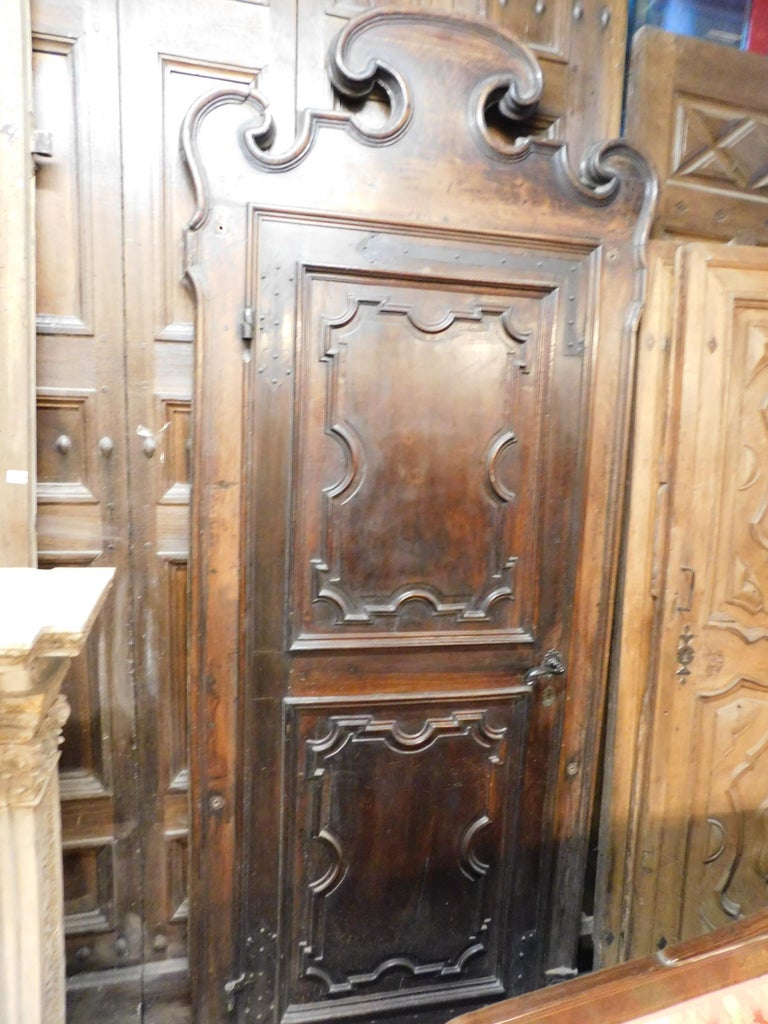 N. 2 Antique Doors in Louis XIV Brown Walnut with Ribbed Frame, Italy ...