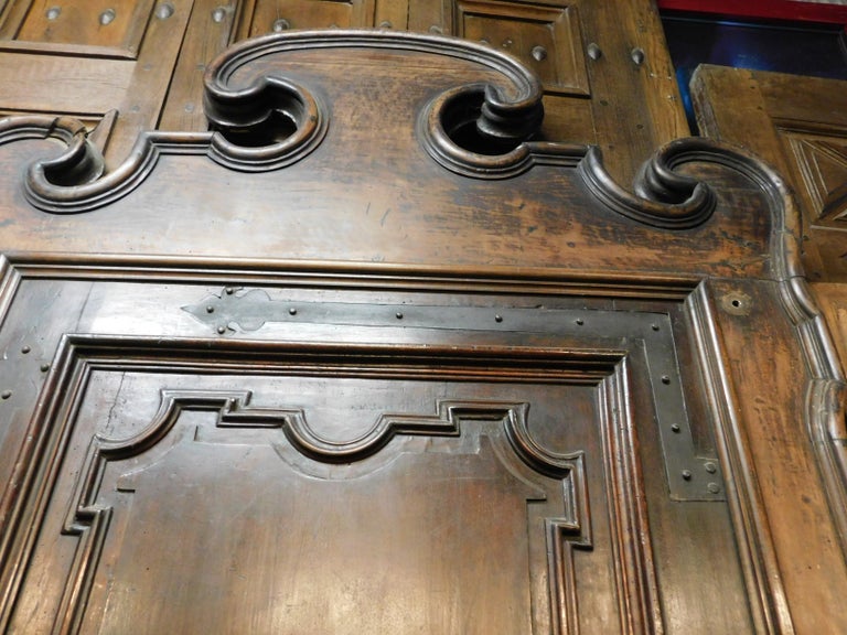 N. 2 Antique Doors in Louis XIV Brown Walnut with Ribbed Frame, Italy ...