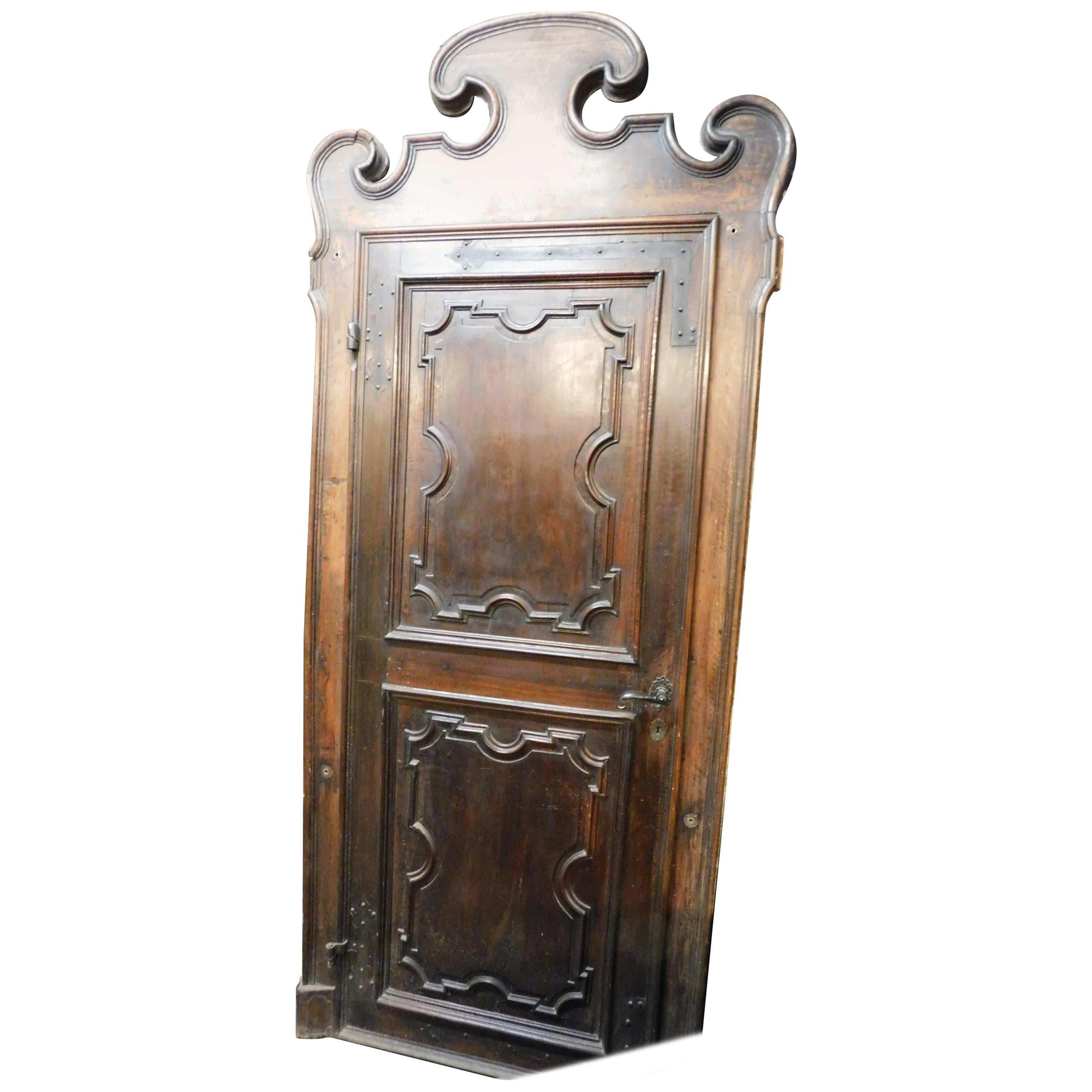 N. 2 Antique Doors in Louis XIV Brown Walnut with Ribbed Frame, Italy ...