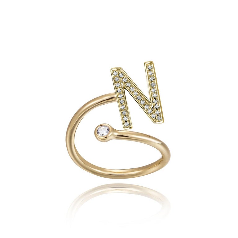 Customizable N-Initial Bezel Wire Ring For Sale at 1stDibs