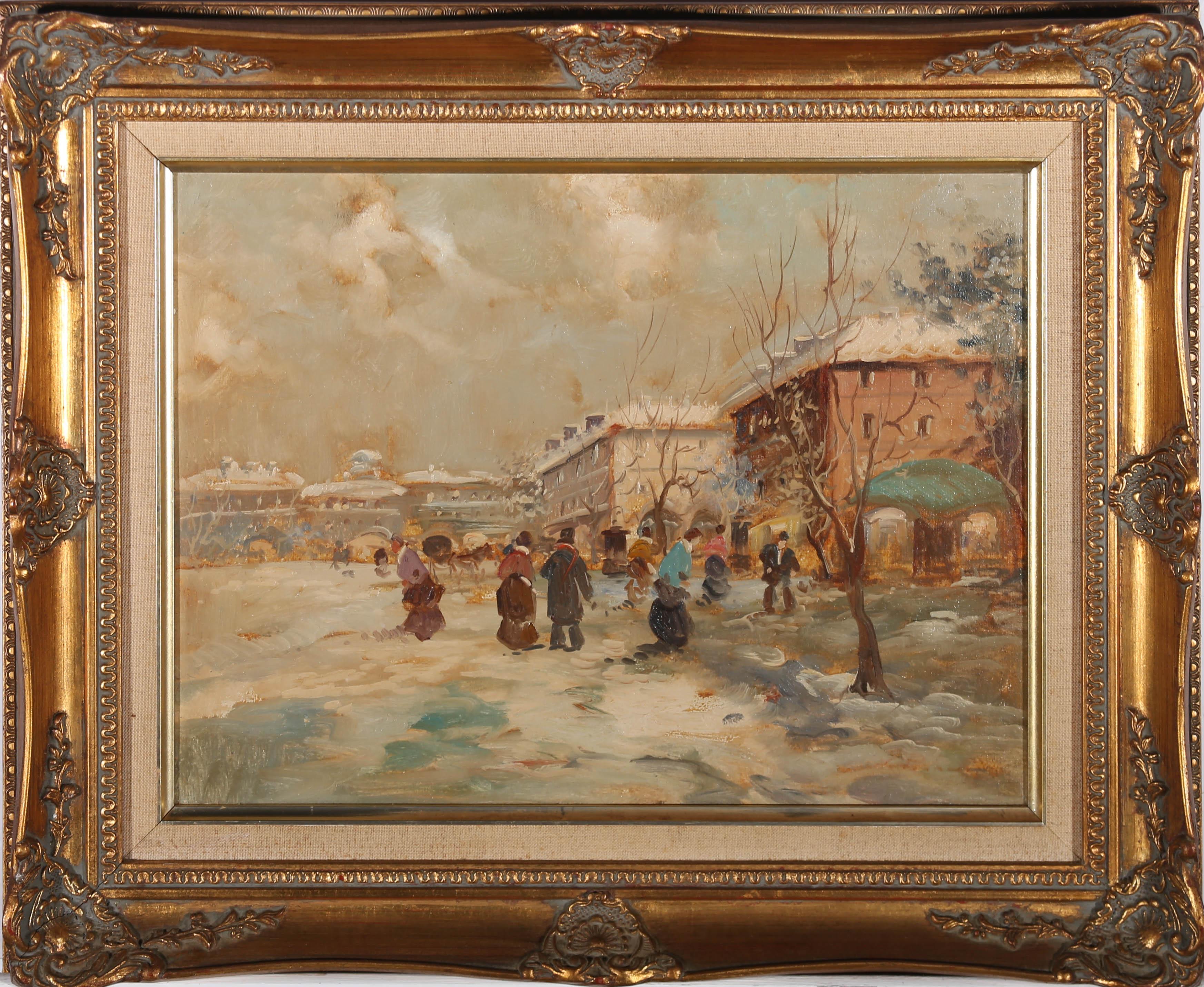 N. Pisani - N. Pisani - 20th Century Oil, Italian Street Scene at ...