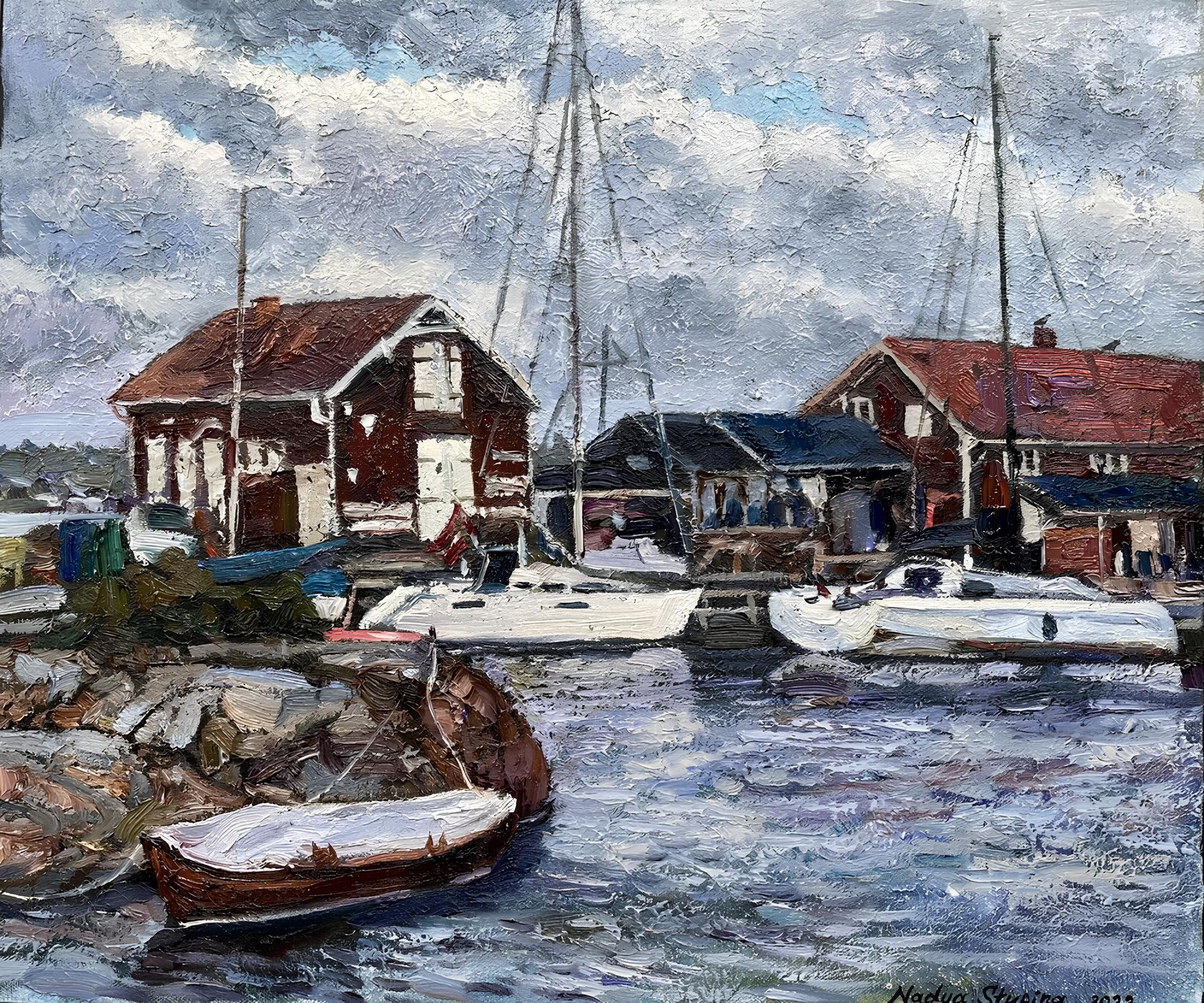 Nadezda Stupina - Boats on the pier For Sale at 1stDibs
