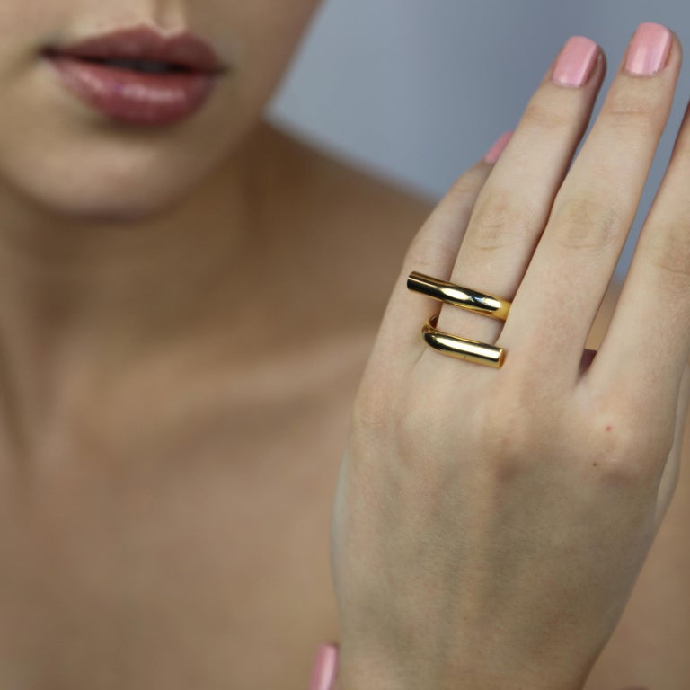 NADINE - 14k Gold Plated Stackable Ring For Sale at 1stDibs