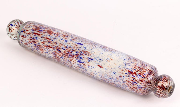 Nailsea Hand-Blown Antique Glass Rolling Pin with Colored Inclusions ...