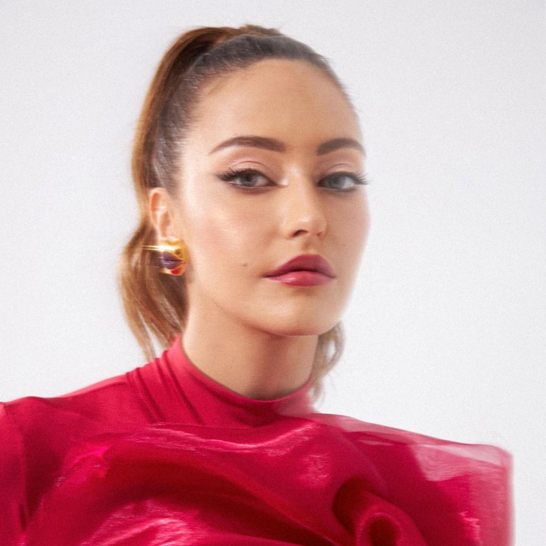 Naimah Apple Lips Earrings Ruby For Sale at 1stDibs