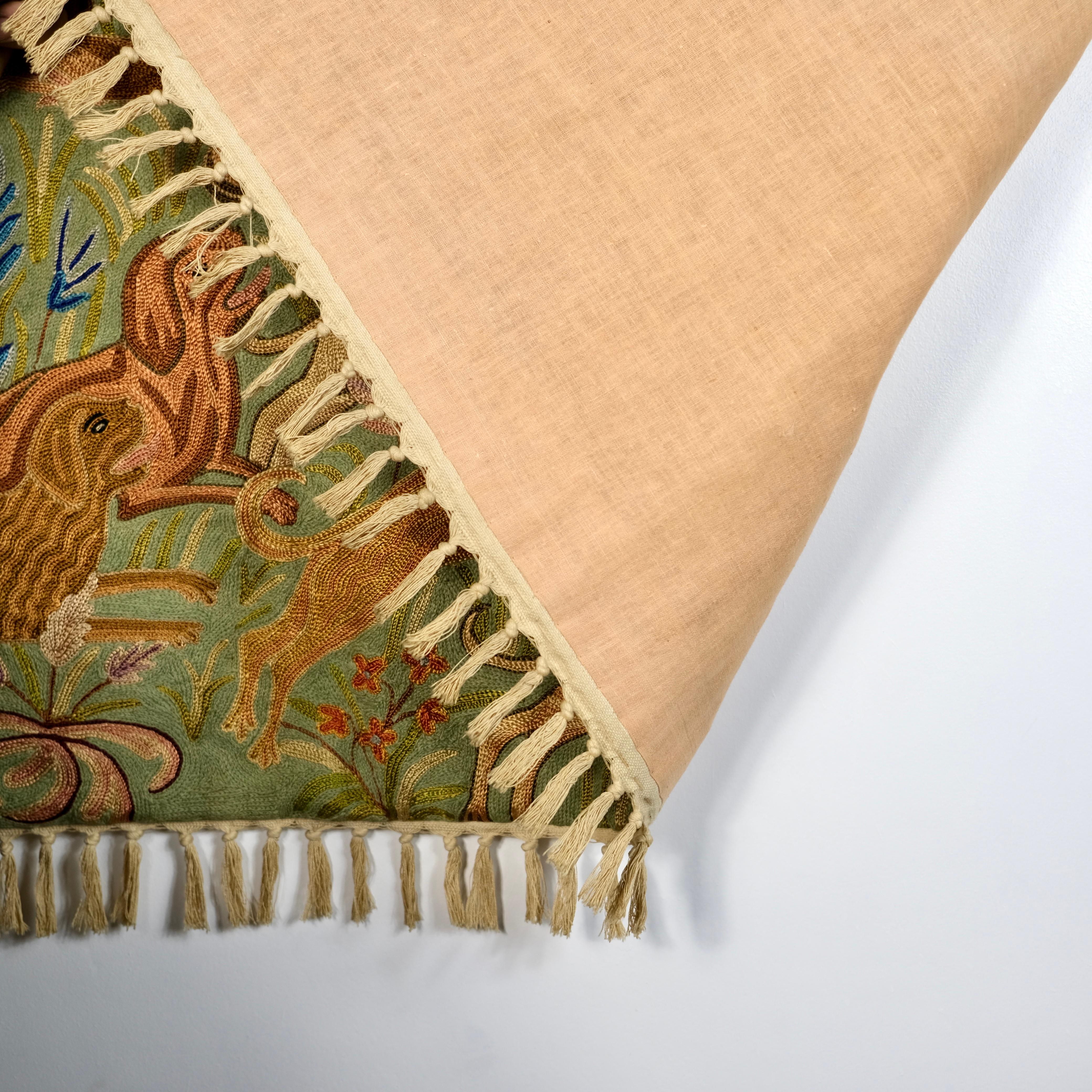 Naive art style silk chain stitch tapestry, 1920-1940, France For Sale ...