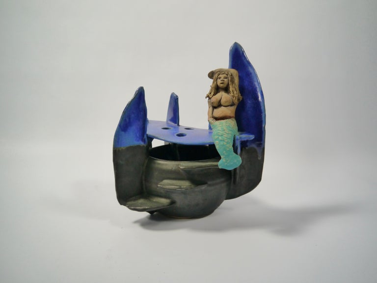 Naive Ceramic Mermaid Sculpture / Vase by Rein Follestad, Norway, 1990s ...