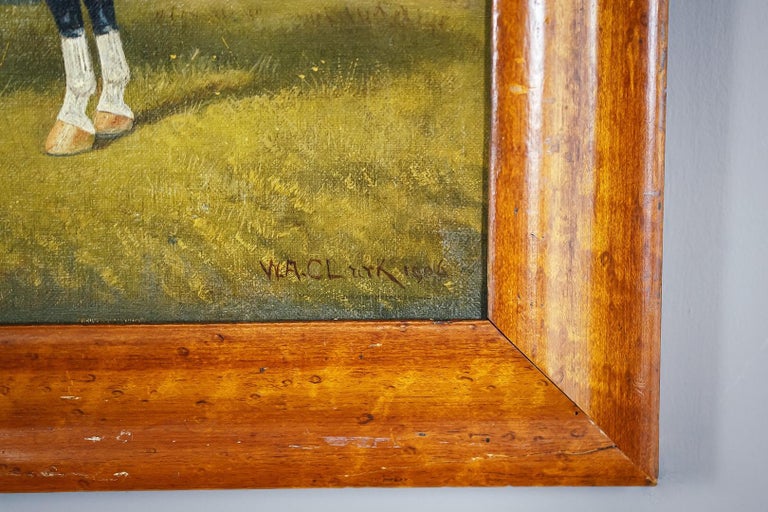 Naive Oil on Canvas Horse Portrait with Tattersalls or Newmarket Rug at ...