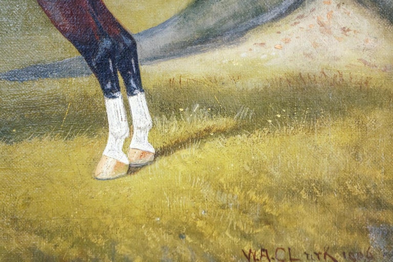 Naive Oil on Canvas Horse Portrait with Tattersalls or Newmarket Rug at ...