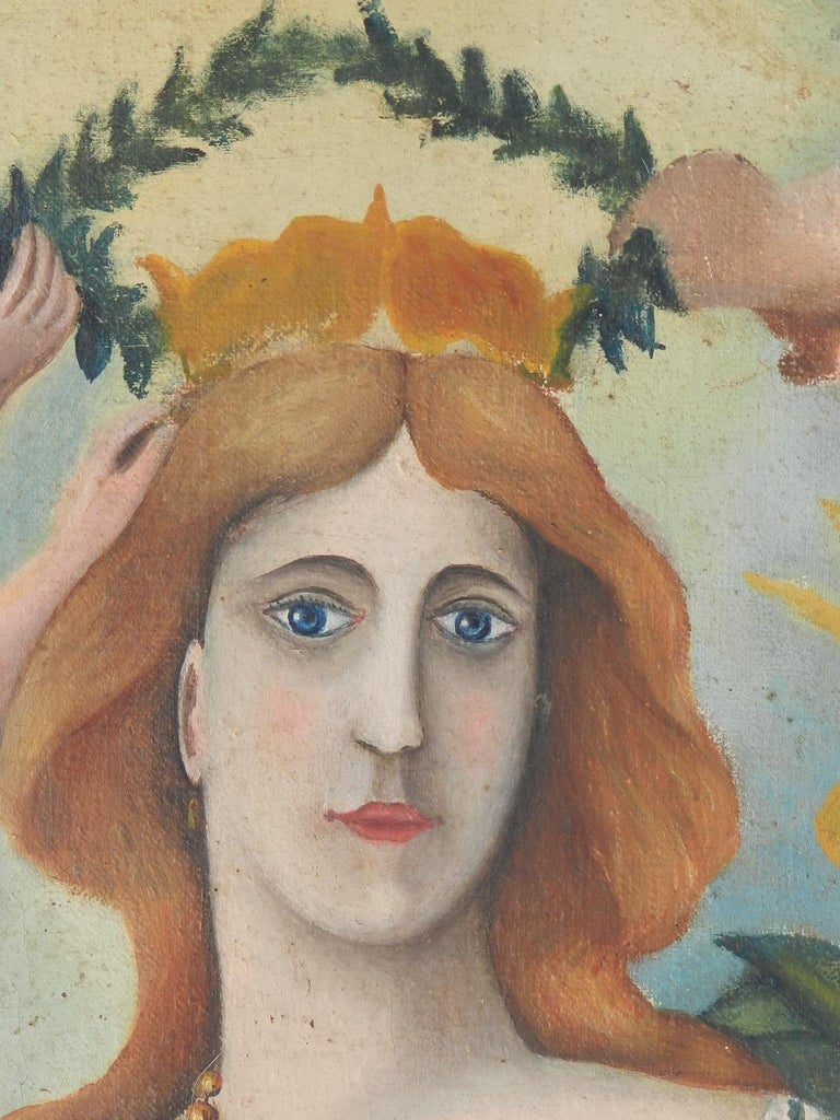 Naive Oleograph 19th Century French Print Oilograph of Warrior Queen ...