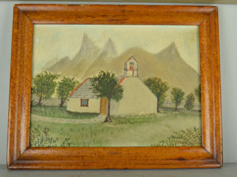 Naive Painting of a Church in an Alpine Landscape, Late 19th Century ...