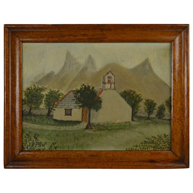 Naive Painting of a Church in an Alpine Landscape, Late 19th Century at ...