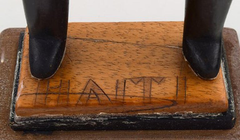 Naivist Folk Art from Haiti, Standing Man on Base Carved in Wood For ...