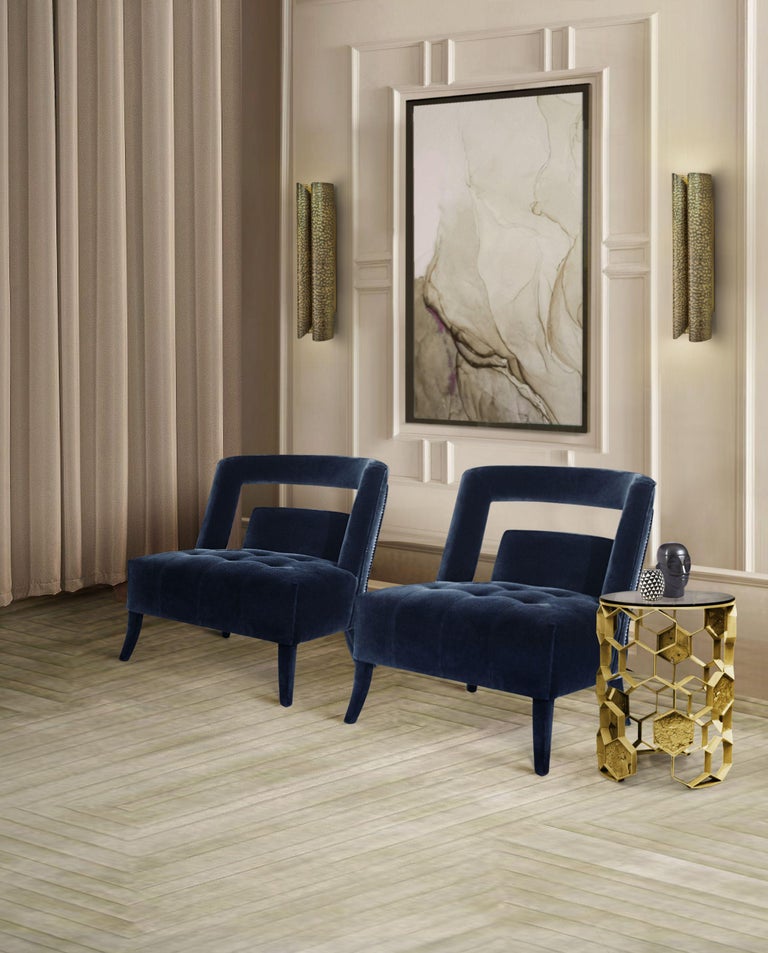 Naj Armchair in Cotton Velvet and Fully Upholstered Legs For Sale at ...