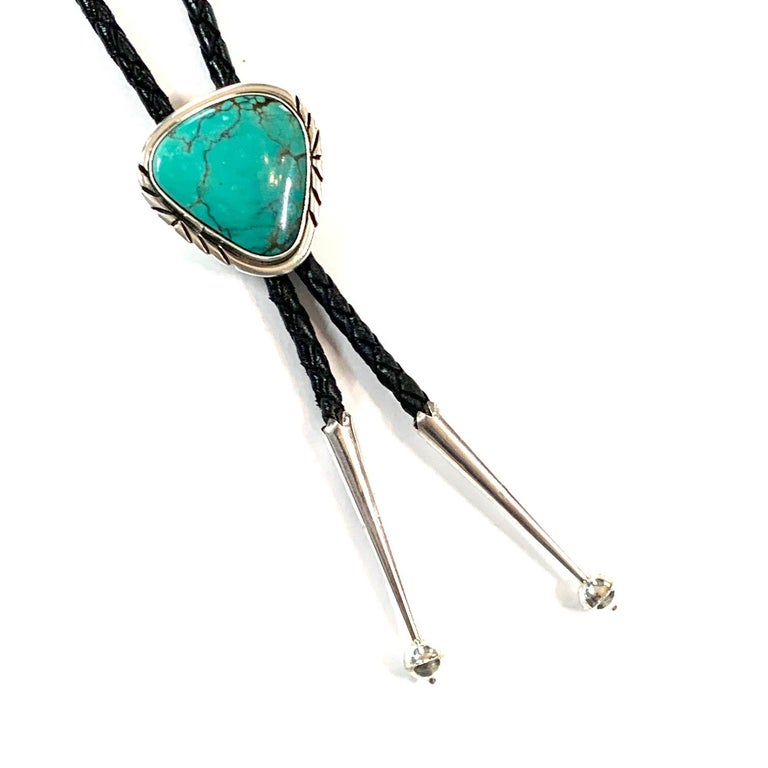 Navajo Sterling Turquoise Bolo Jewelry By Nakai Estate CCBOLO11 at 1stDibs