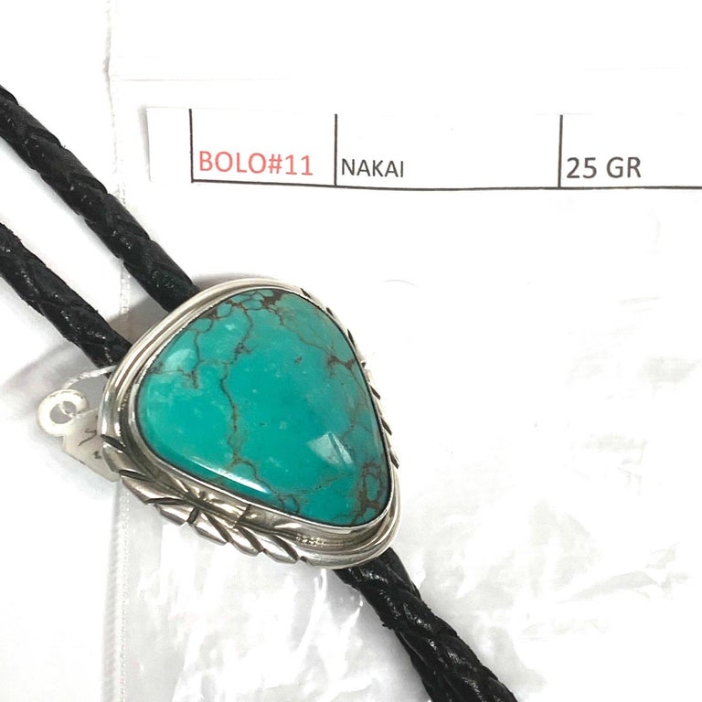 Navajo Sterling Turquoise Bolo Jewelry By Nakai Estate CCBOLO11 at 1stDibs