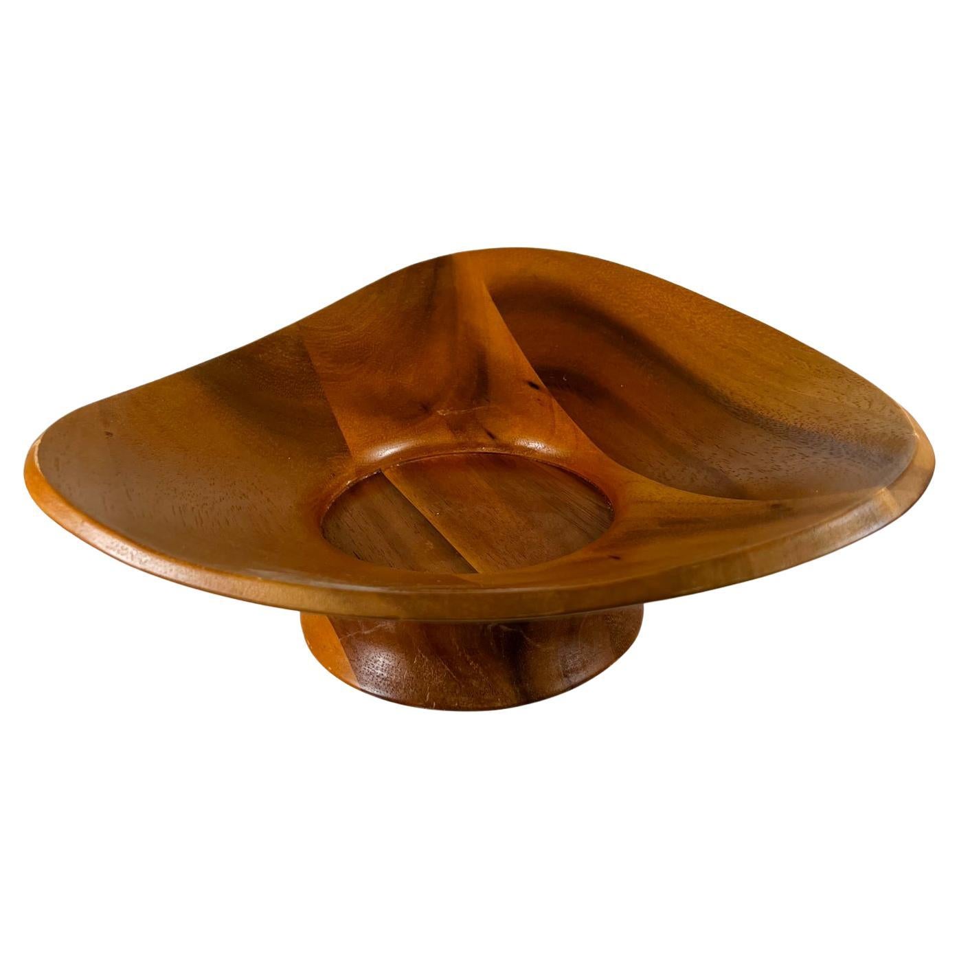 Nambe Wood Centerpiece Display Pedestal Footed Fruit Bowl For Sale at ...