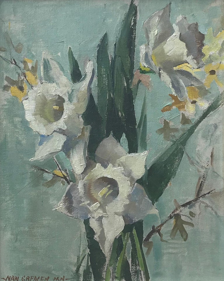 Nan Greacen - Pair of Still Life of Daffodils and Roses , original oil ...