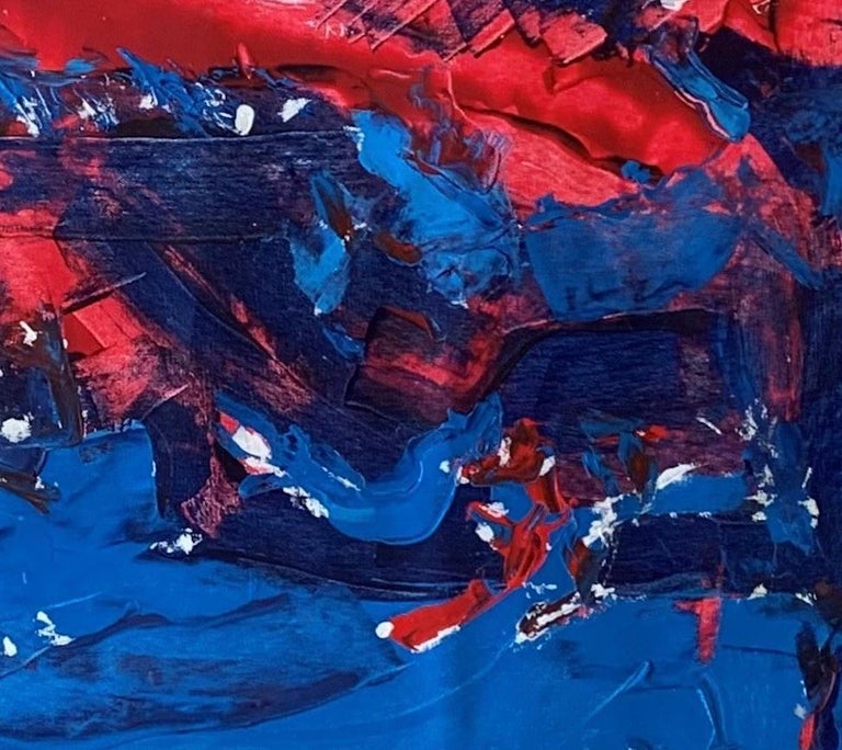 Nan Van Ryzin - "Fire and Ice" Red and Blue Abstract For Sale at 1stDibs