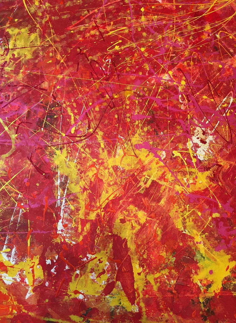 Nan Van Ryzin - 'Passion' Large Contemporary Yellow And Red Abstract ...