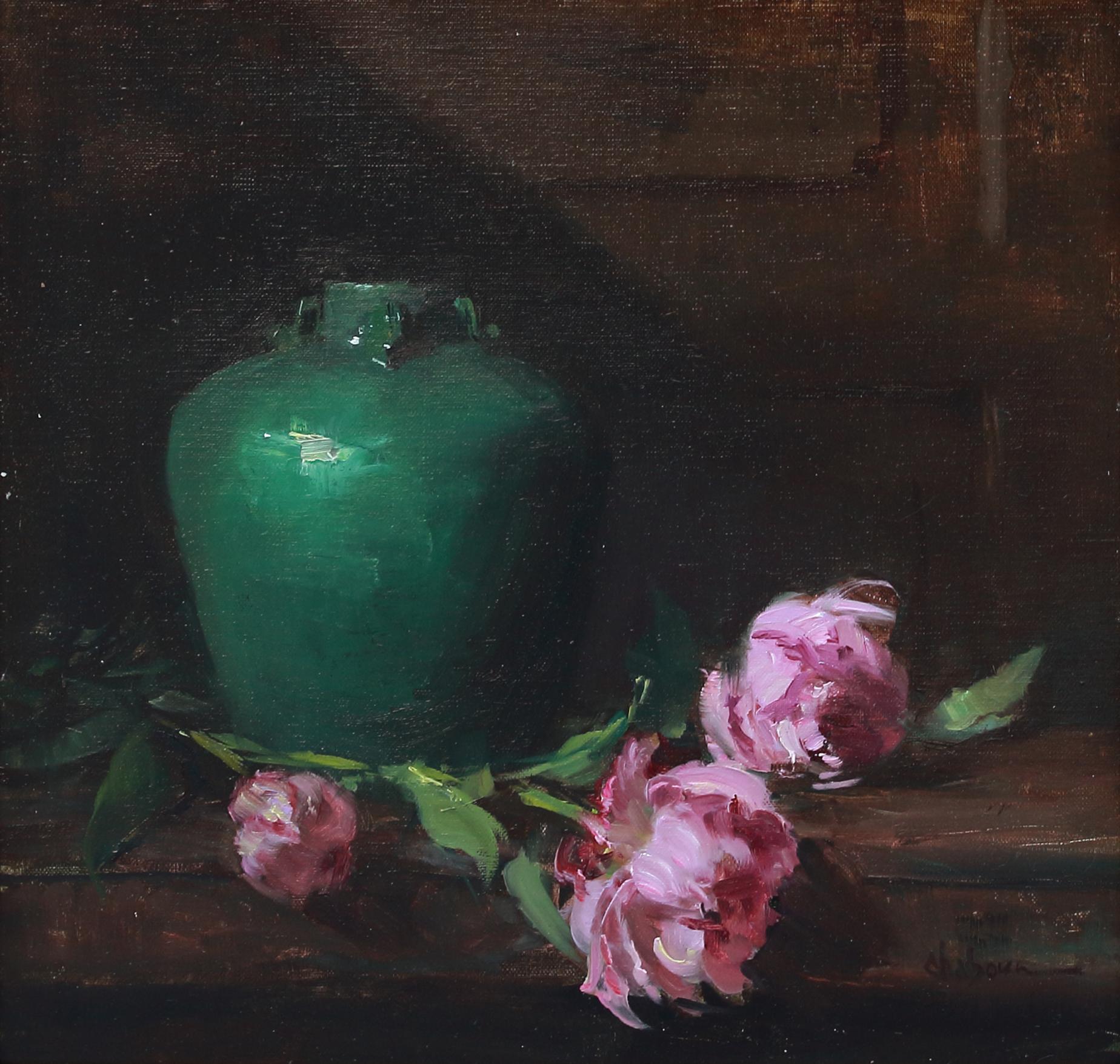 Nancy Chaboun - Ming Vase and Peonies For Sale at 1stDibs
