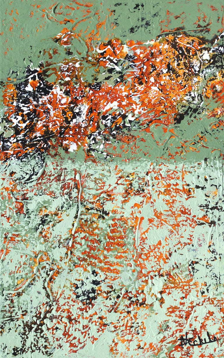 Nancy Eckels - "Earth and Fire" Mixed Media abstract with textural ...