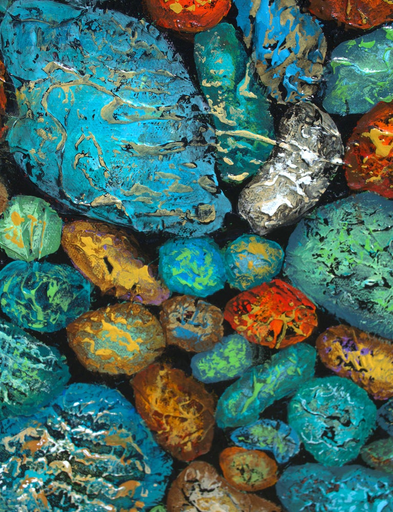 Nancy Eckels - "Fancy River Rocks" Mixed Media abstract with textural ...