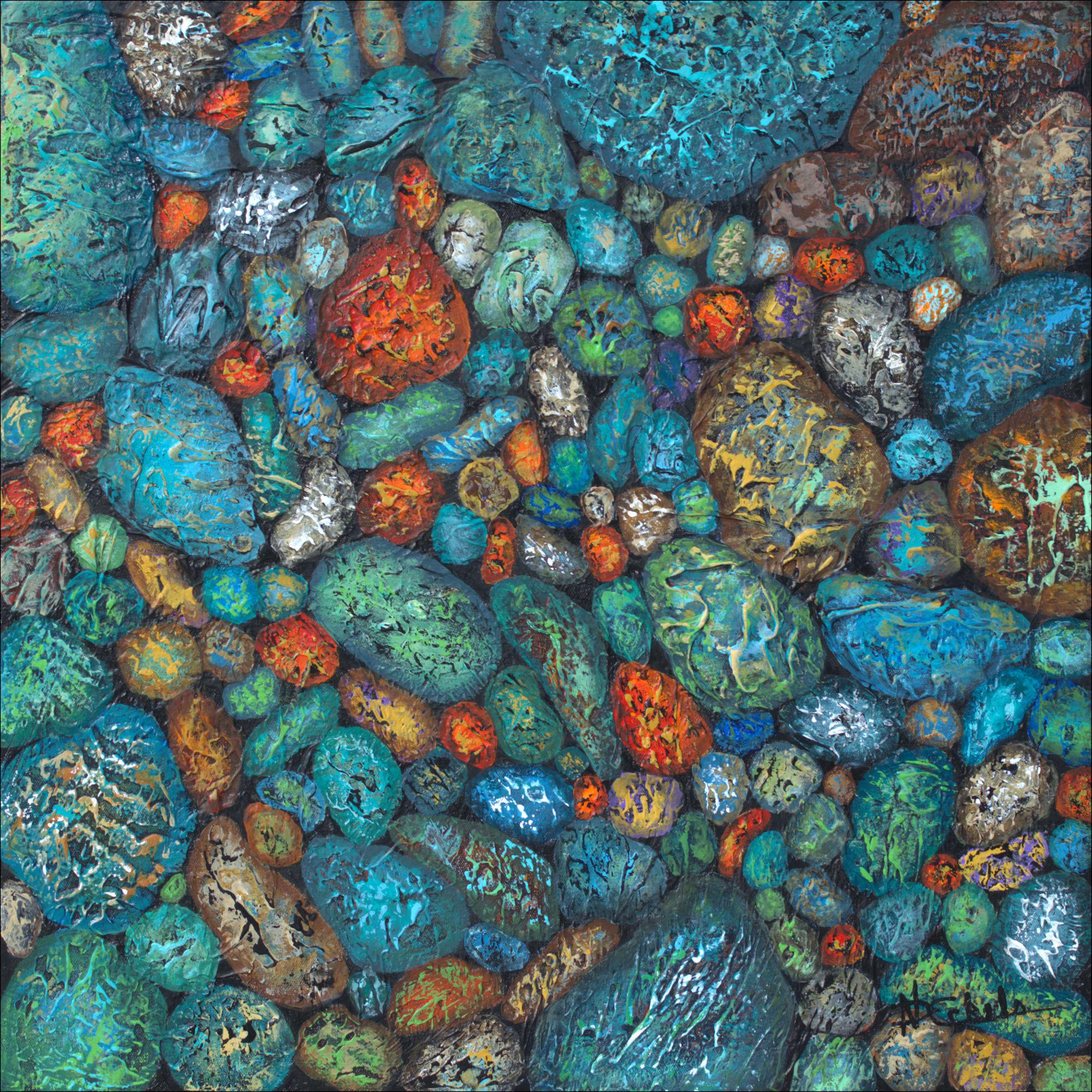 Nancy Eckels - "Fancy River Rocks" Mixed Media abstract with textural ...