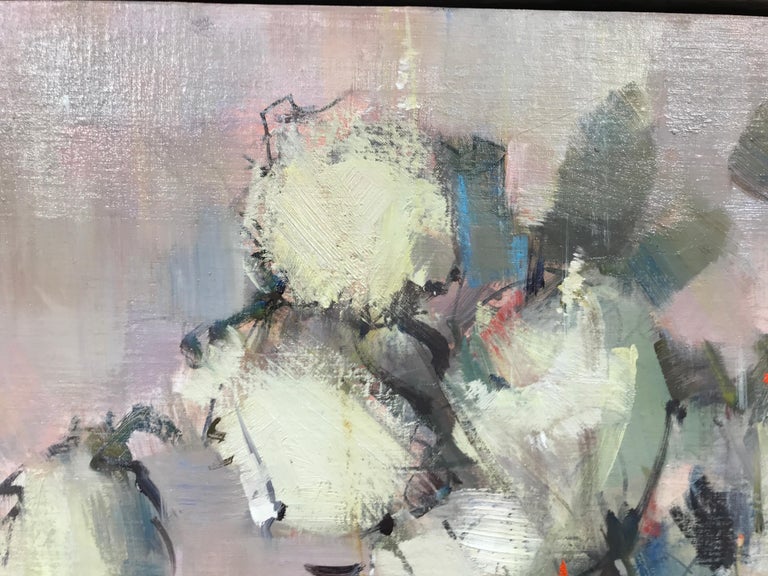 Nancy Franke - Ivory Roses, Nancy Franke Framed 2018 Impressionist Oil ...