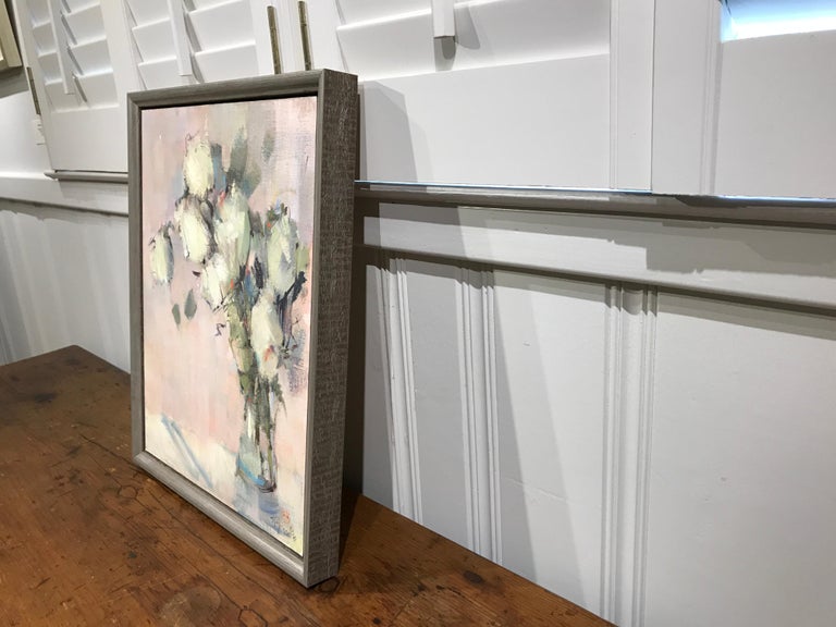 Nancy Franke - Ivory Roses, Nancy Franke Framed 2018 Impressionist Oil ...