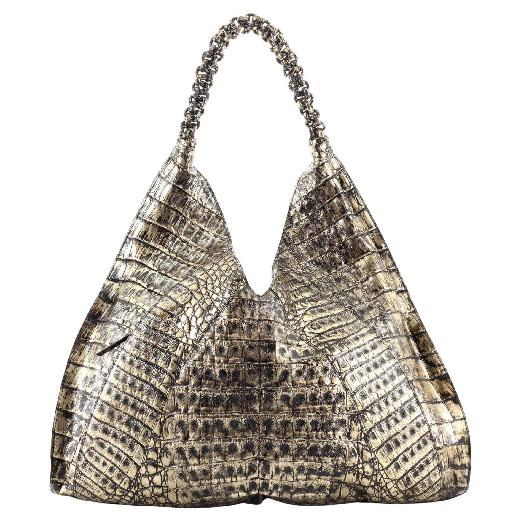 Nancy Gonzalez Earthtone Metallic Python Shoulder Bag For Sale at 1stDibs