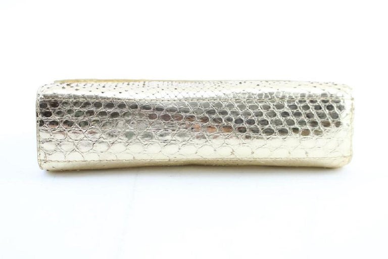 Nancy Gonzalez Metallic 7mr0215 Gold Python Skin Leather Clutch For ...
