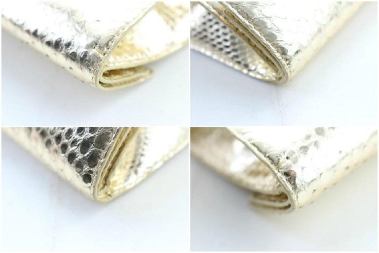 Nancy Gonzalez Metallic 7mr0215 Gold Python Skin Leather Clutch For ...