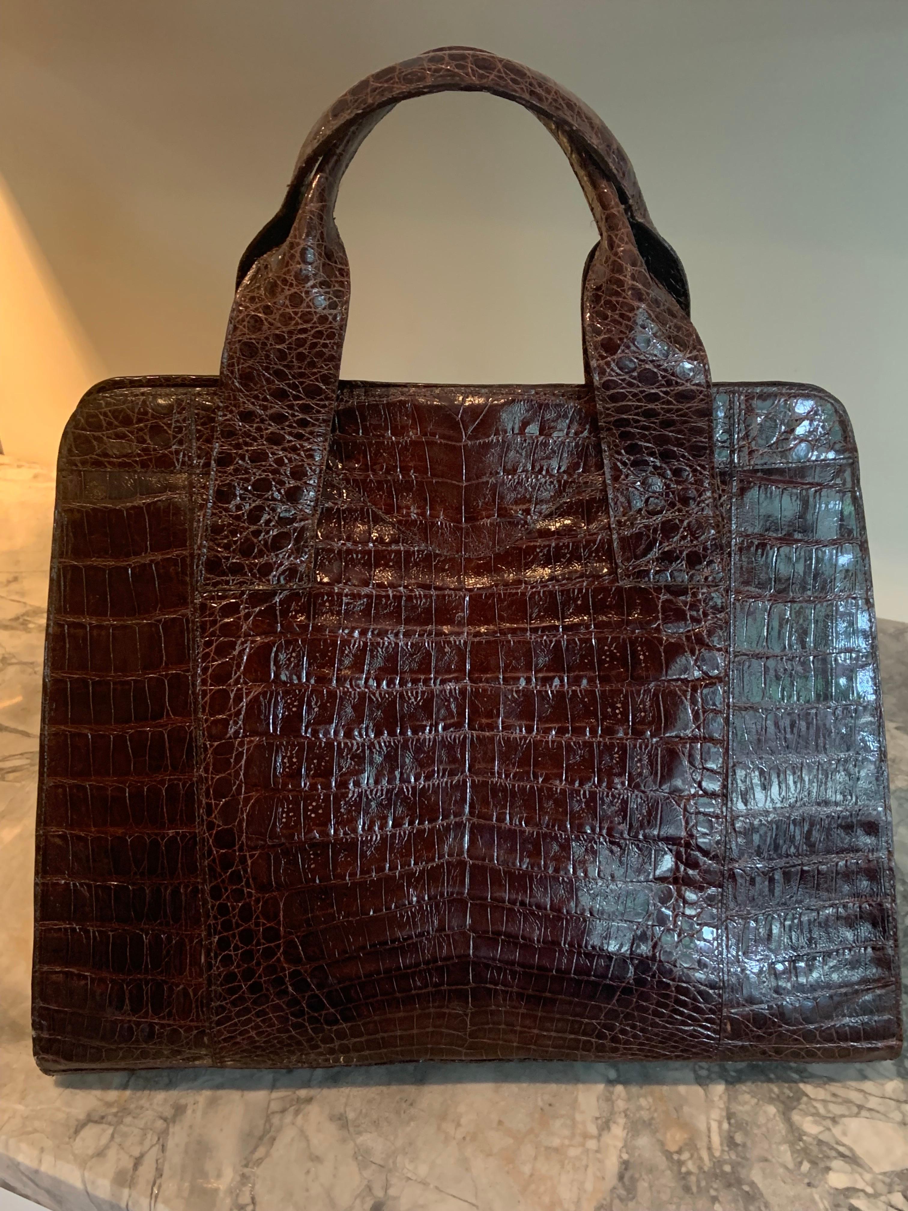 Nancy Gonzalez Oversized Chocolate Brown Alligator Handbag Tote CITES ...