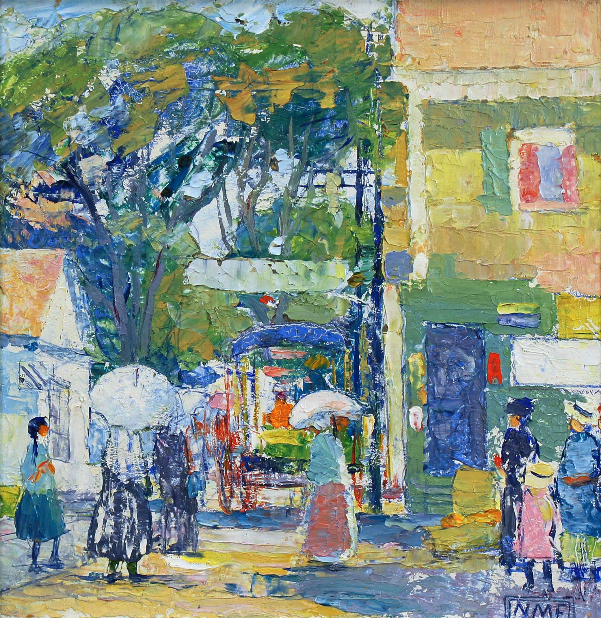 Nancy Maybin Ferguson - Market Day, American Impressionist Street Scene ...