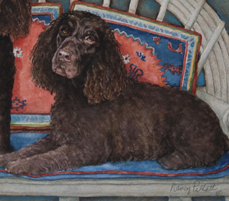 Nancy Pellatt - Classic detailed dog painting of Spaniels on chair with ...