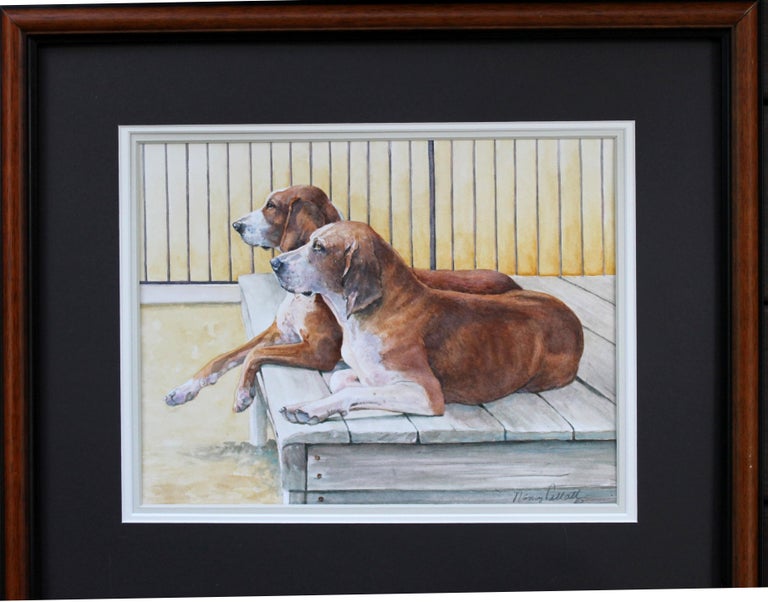 Nancy Pellatt - Detailed watercolor dog painting of two fox hounds ...