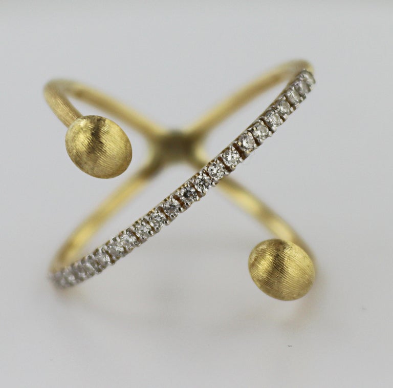 Nani’s Diamond, 18k Yellow Gold Elite Criss Cross Ring For Sale at 1stDibs