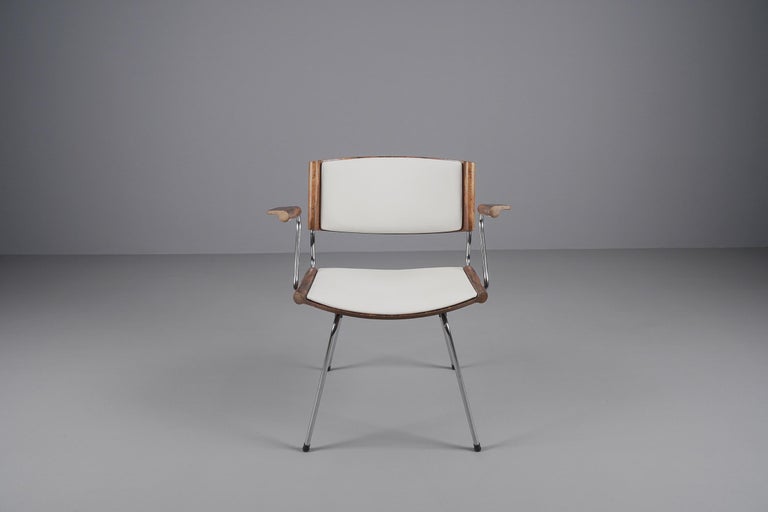 Nanna Ditzel "Bamington Chair" with Armrests, Reupholstered in White ...