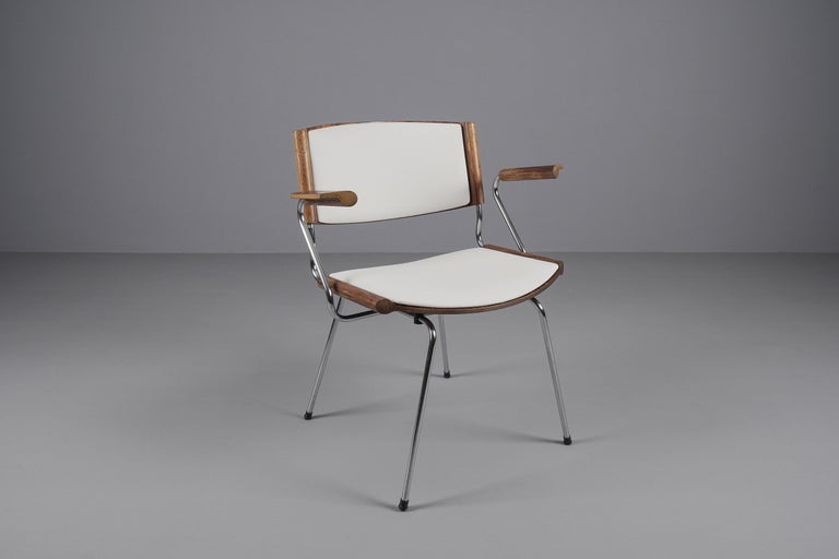 Nanna Ditzel "Bamington Chair" with Armrests, Reupholstered in White ...