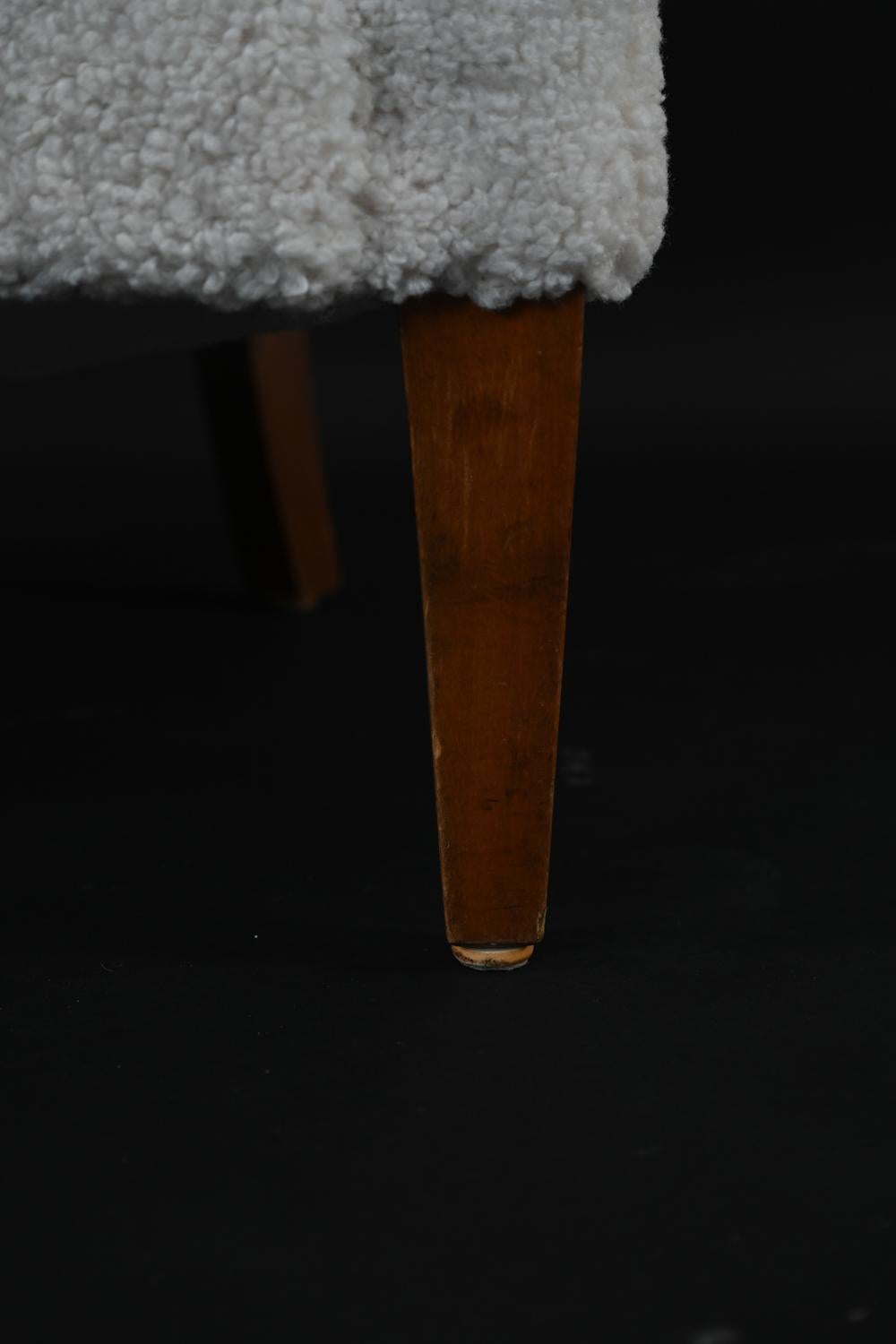 Nanna Ditzel for Slagelse Lamb's Wool Wingback Lounge Chair For Sale at ...